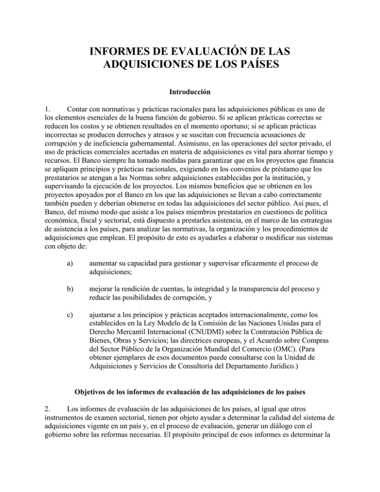 INFORMES DE EVALUACION DE LAS ADQUISICIONES