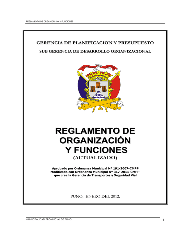 reglamento de organización y funciones