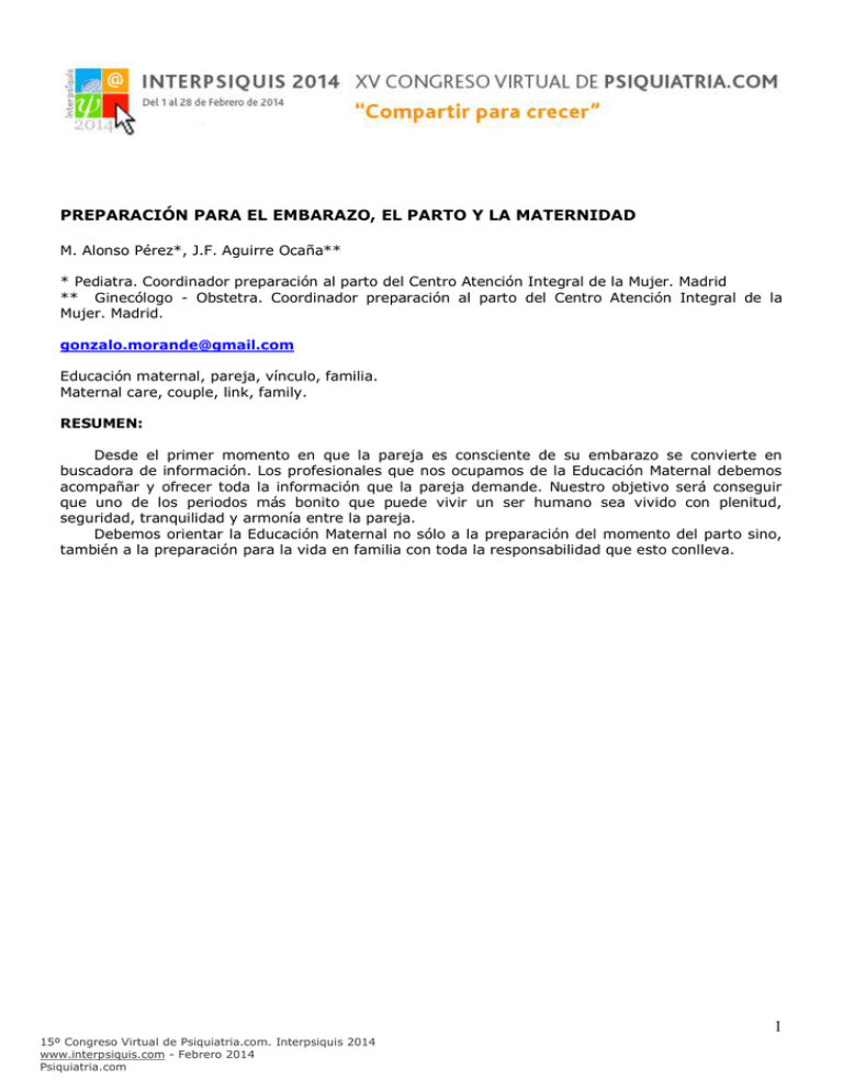 PREPARACIÓN PARA EL EMBARAZO, EL PARTO Y LA