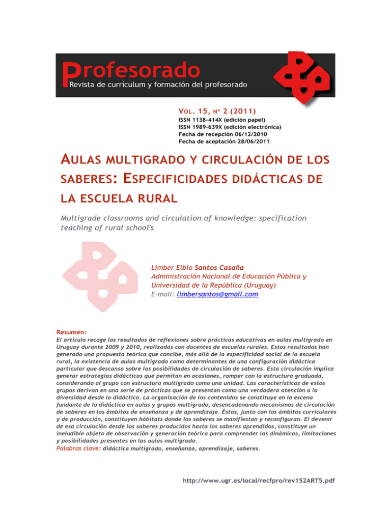 AULAS MULTIGRADO Y CIRCULACIÓN DE LOS SABERES