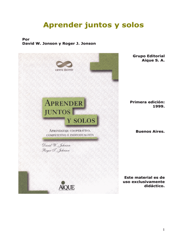 Aprender juntos y solos