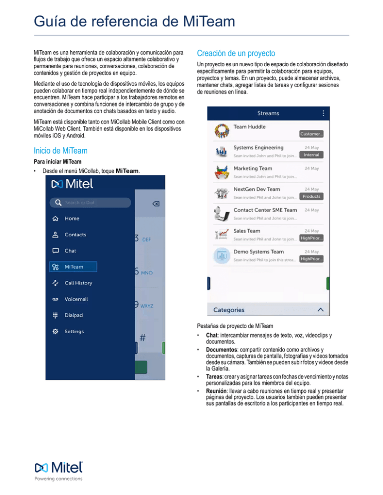 QGuía de referencia de MiTeam