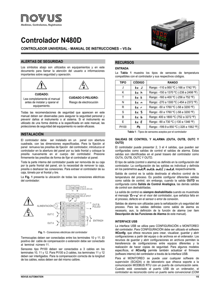 Controlador N480D - NOVUS Automation Inc.