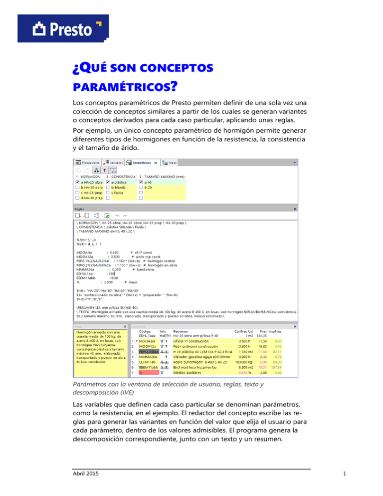 ¿Qué son conceptos paramétricos?