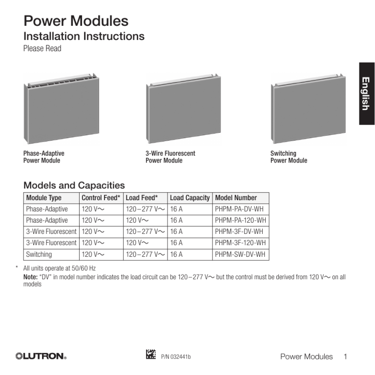 Power Modules Installation Instructions