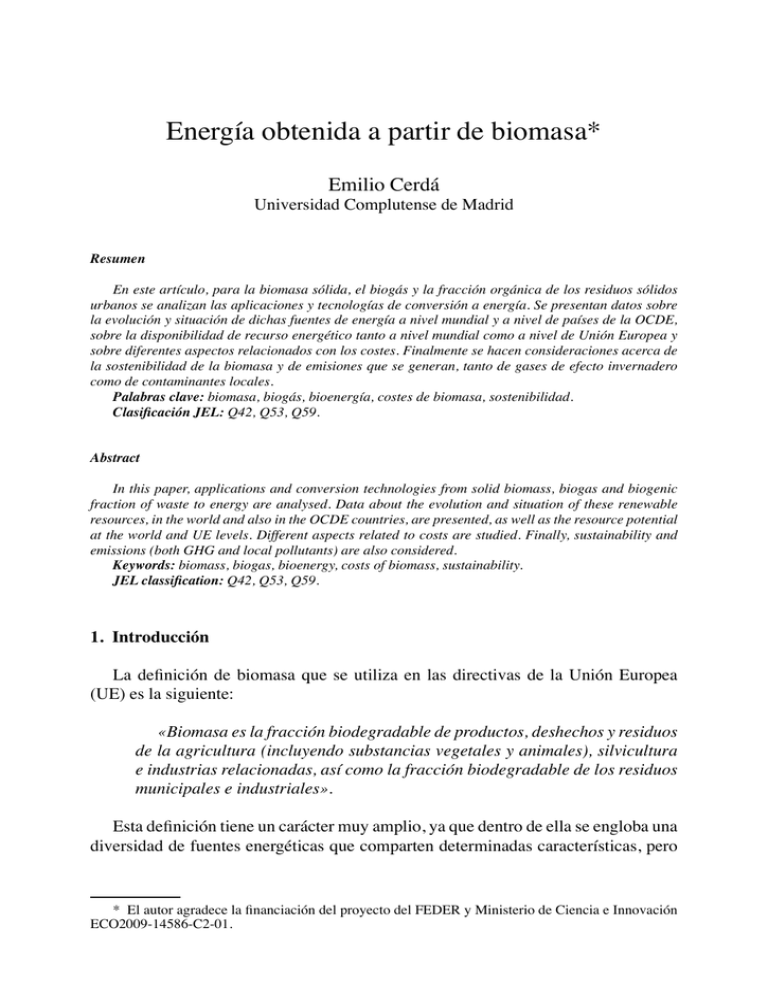 Energía obtenida a partir de biomasa