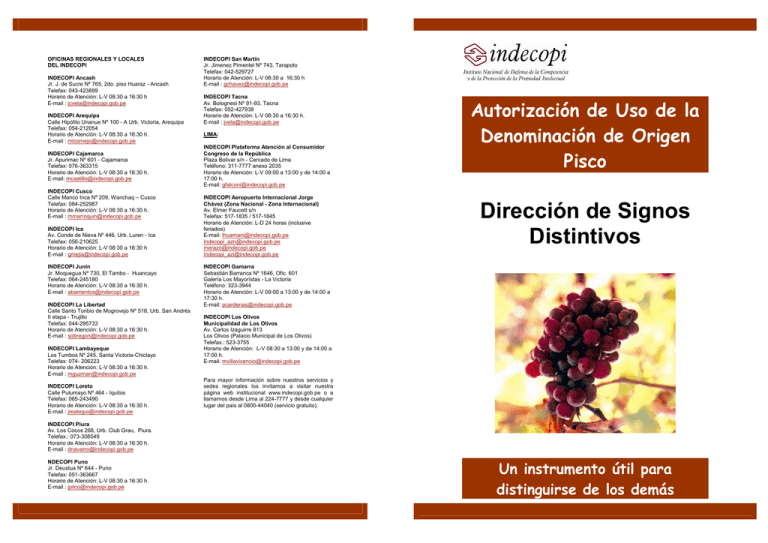 Autorización de Uso de la Denominación de Origen Pisco