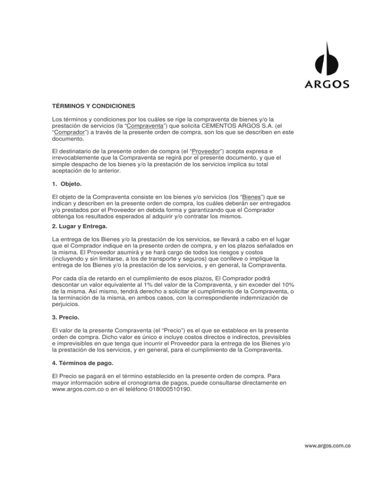 Términos y Condiciones Compras Bienes y Servicios