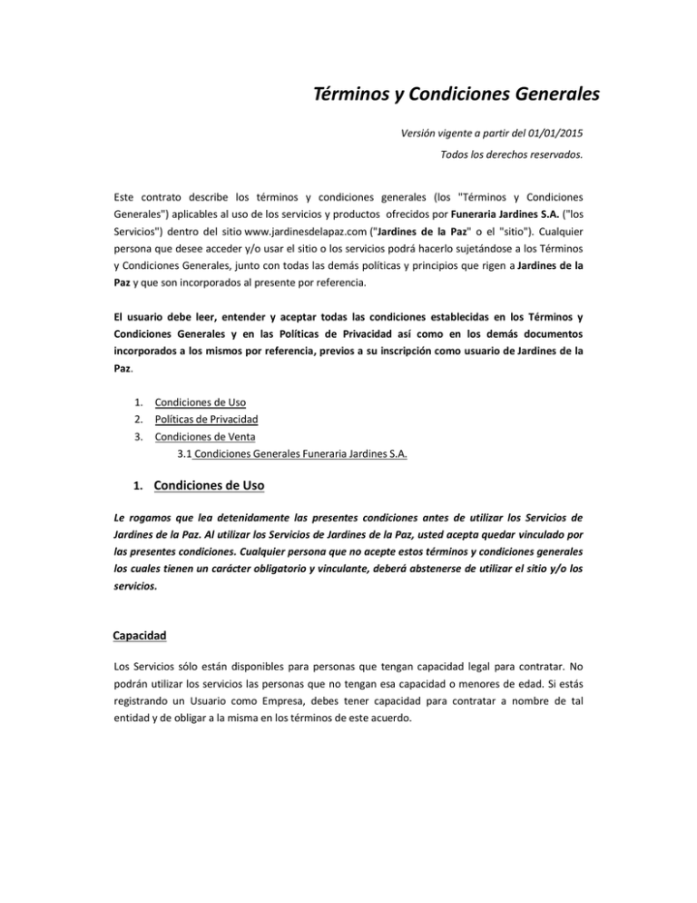 Términos y Condiciones