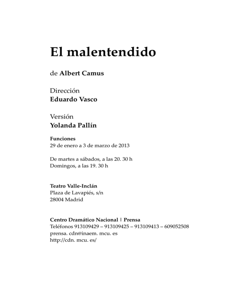 El malentendido - Centro Dramático Nacional