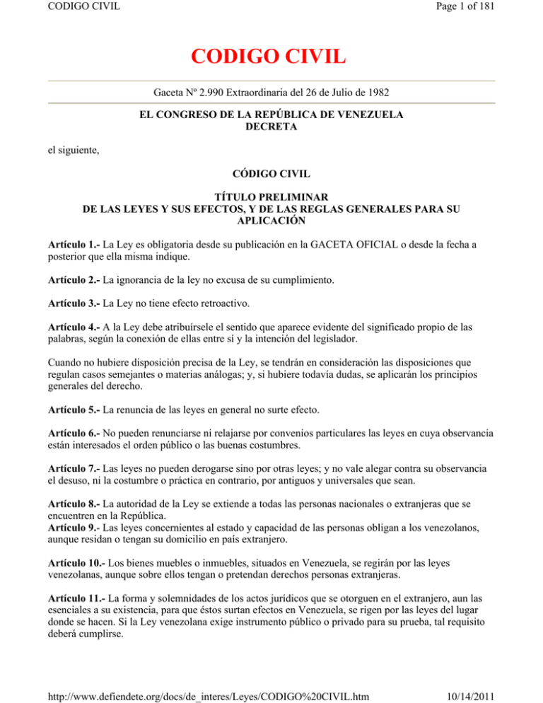Código Civil de Venezuela