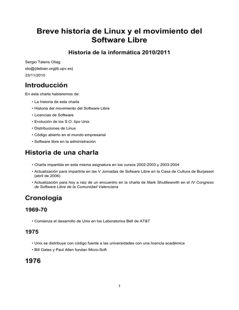 Breve historia de Linux y el movimiento del Software Libre
