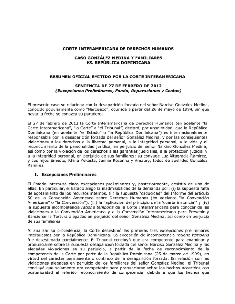 caso gonzález medina y familiares vs. república dominicana
