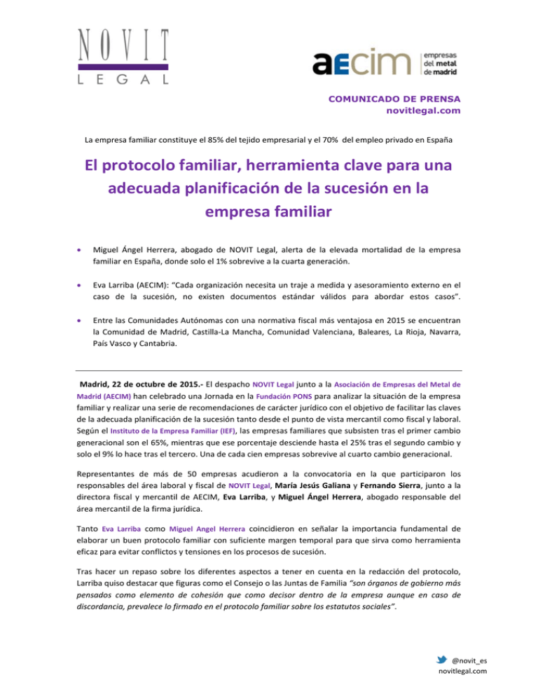 El protocolo familiar, herramienta clave para una adecuada
