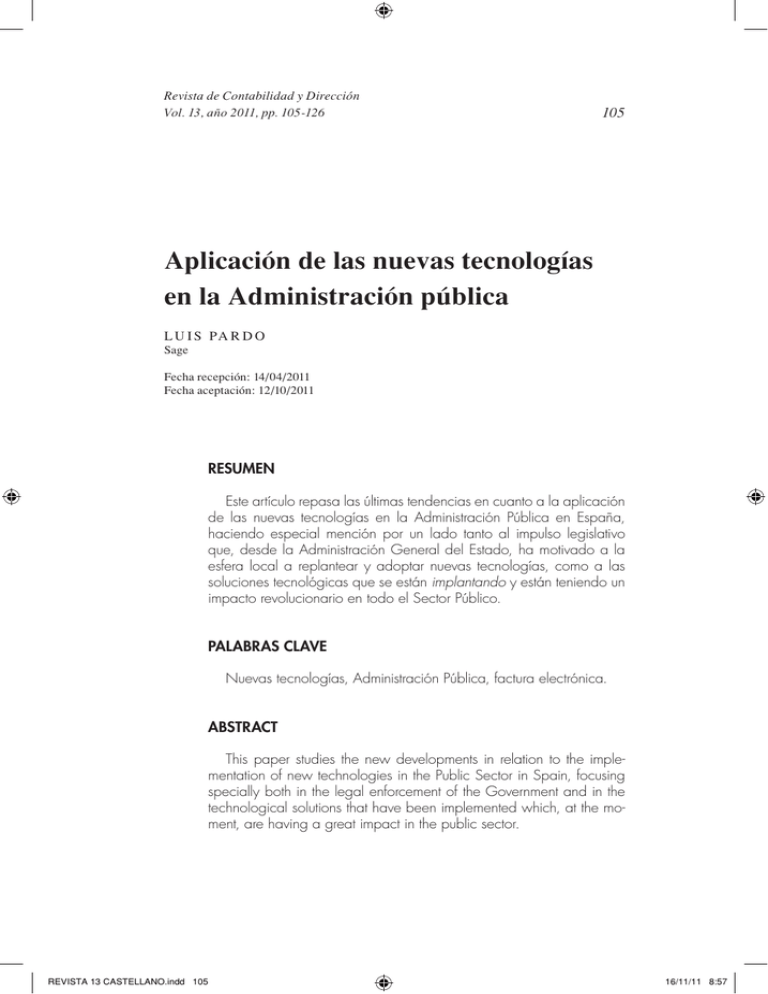 Aplicación de las nuevas tecnologías en la Administración