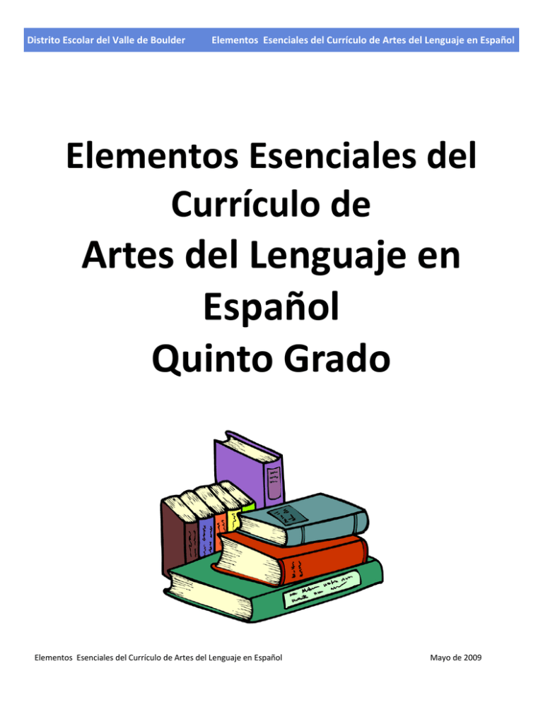 Artes del Lenguaje en Español Quinto Grado