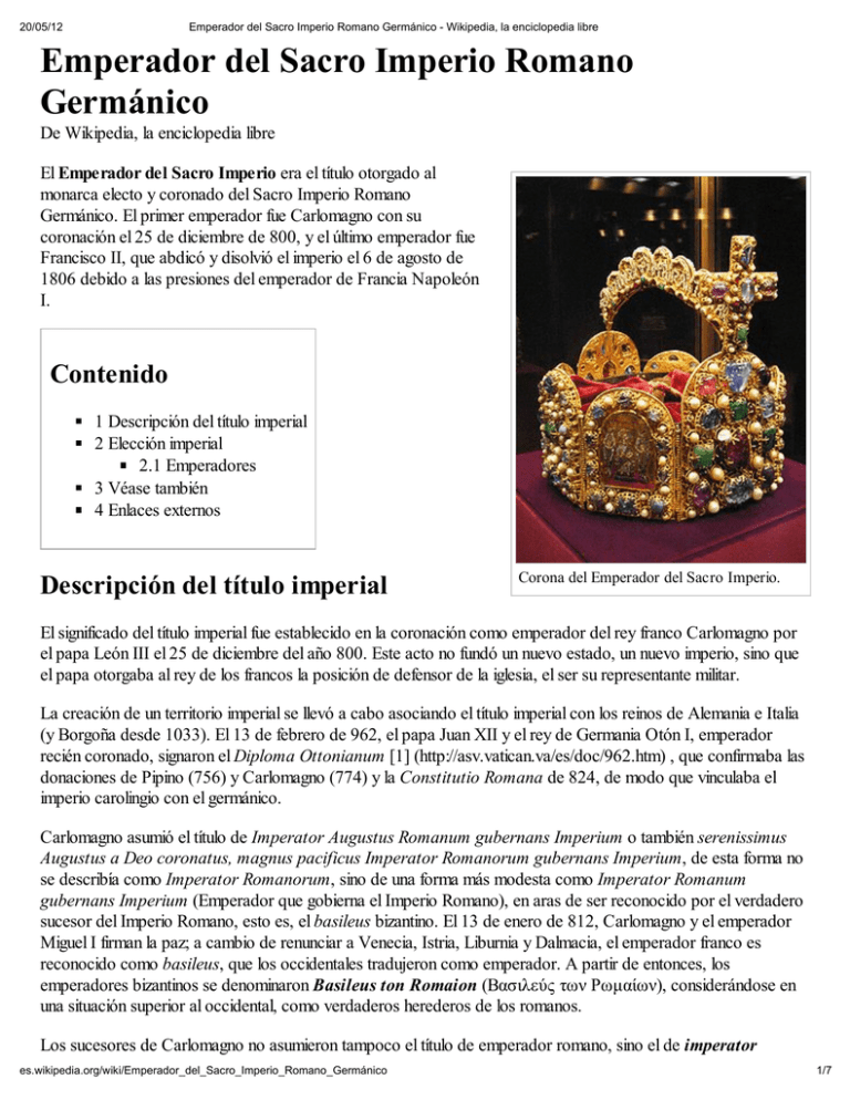 Emperador del Sacro Imperio Romano Germánico