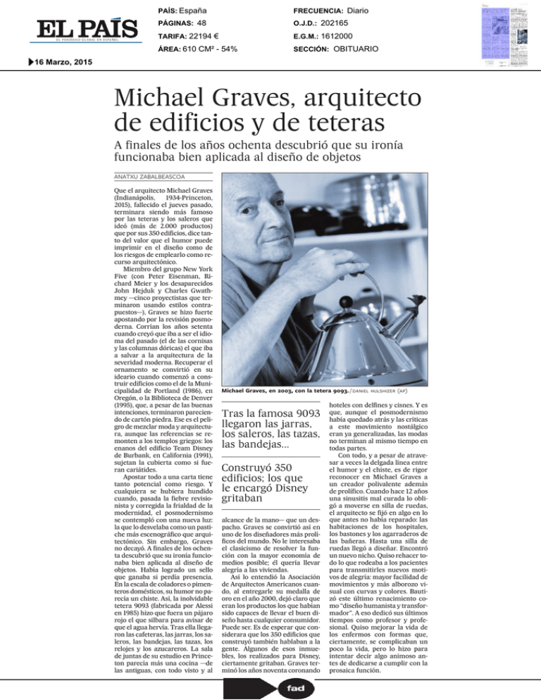 Michael Graves, arquitecto de edificios y de teteras