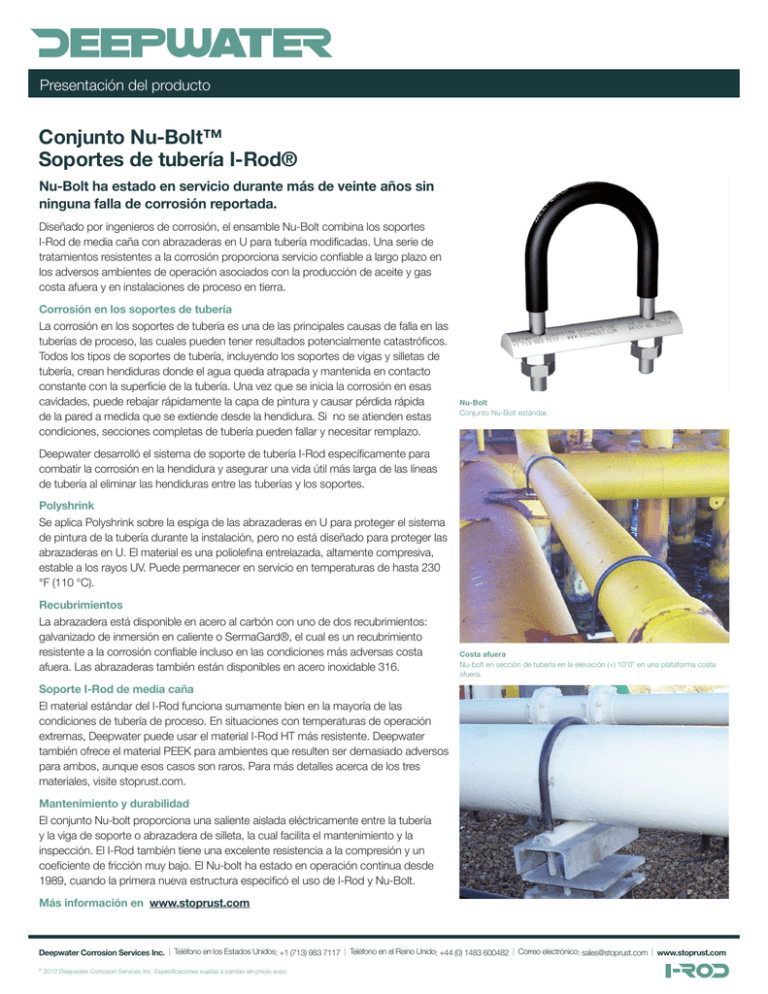 Conjunto Nu-Bolt™ Soportes de tubería I-Rod