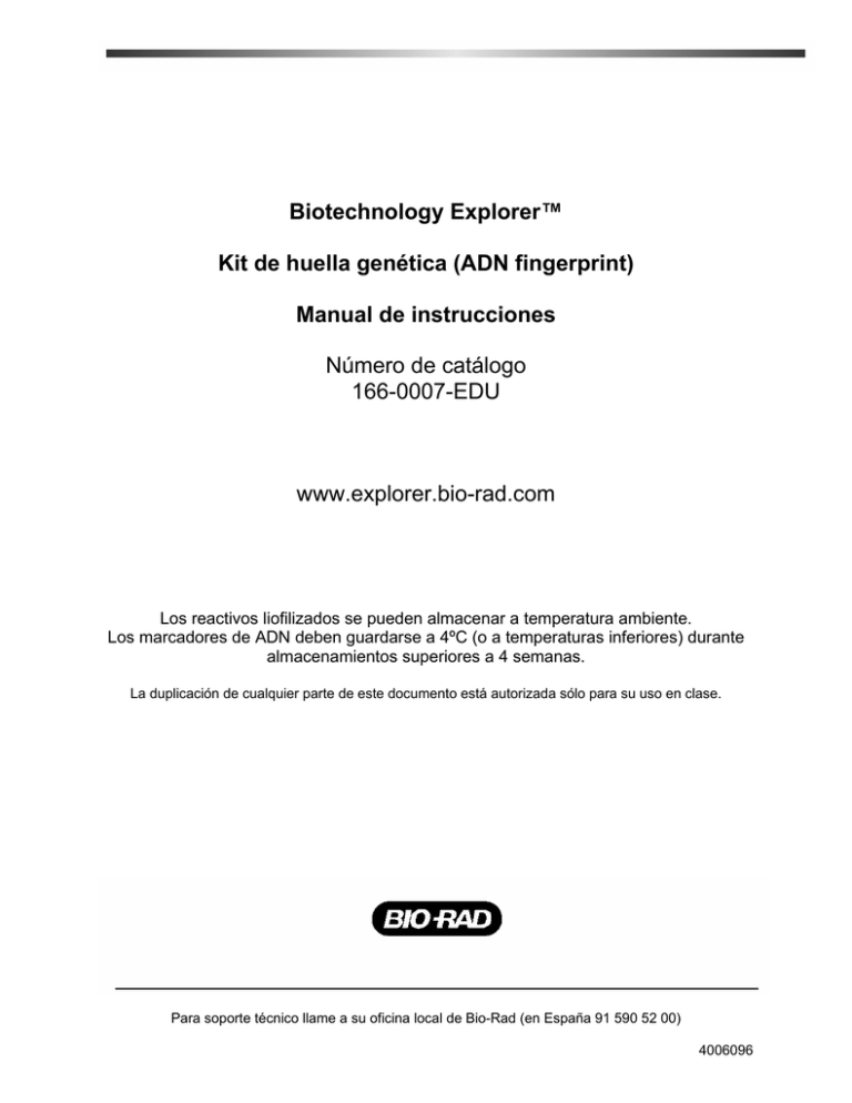 Biotechnology Explorer™ Kit de huella genética - Bio-Rad