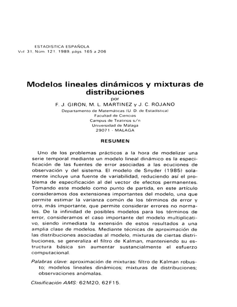 Modelos lineales dinámicos y mixturas de distribuciones.