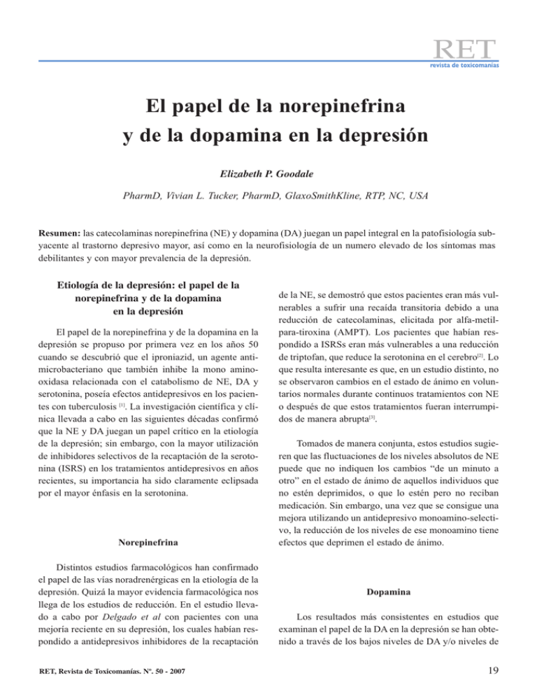 El papel de la norepinefrina y de la dopamina en la