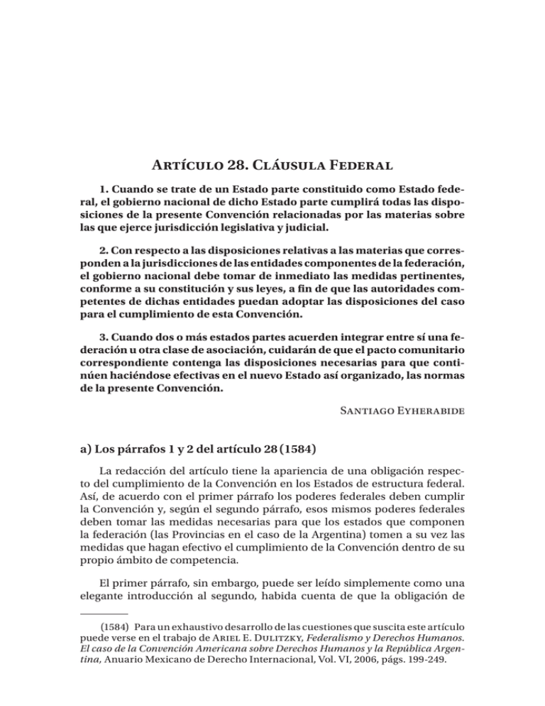 Artículo 28. Cláusula Federal