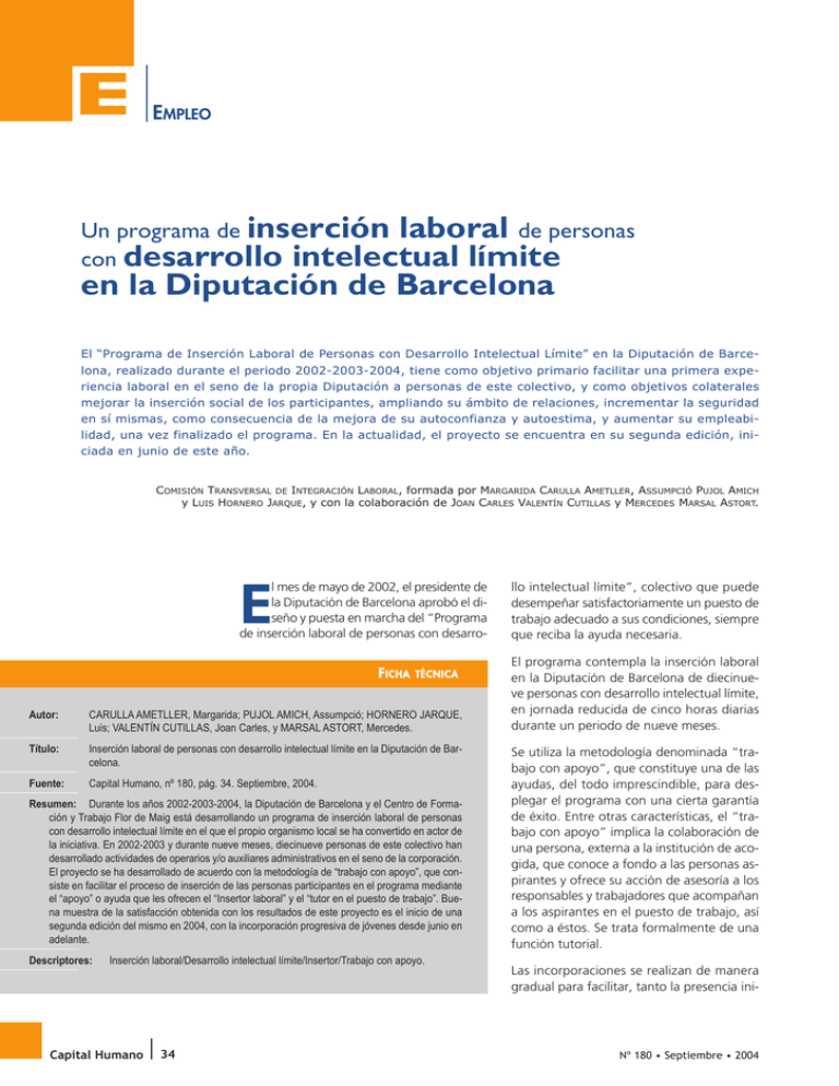 Un programa de inserción laboral de personas con desarrollo