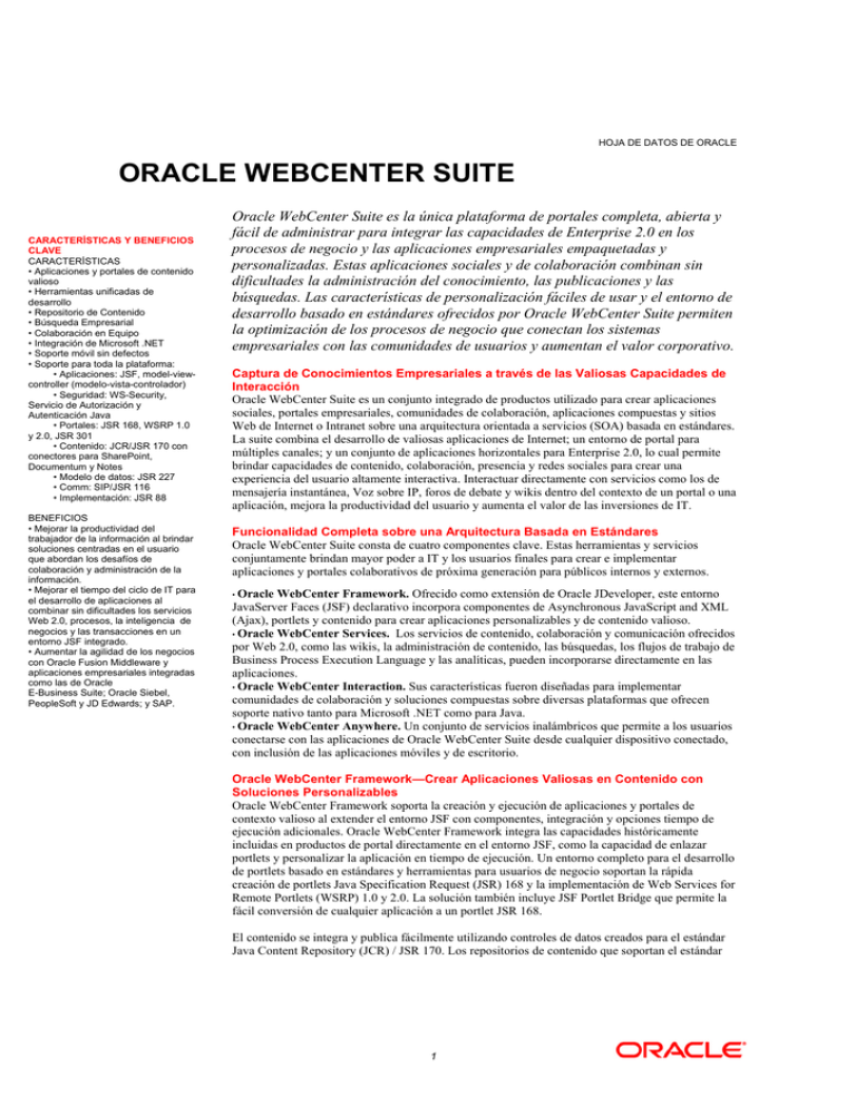 ORACLE WEBCENTER SUITE
