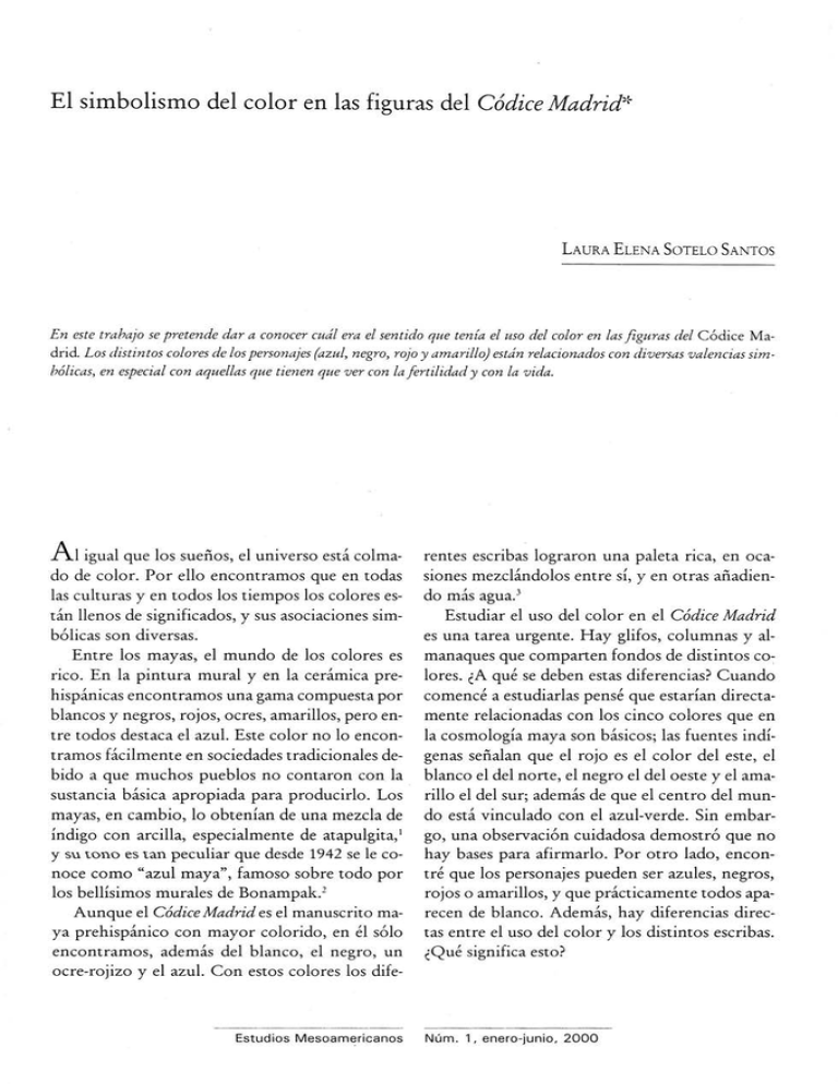 El simbolismo del color en las figuras del Códice Madrid