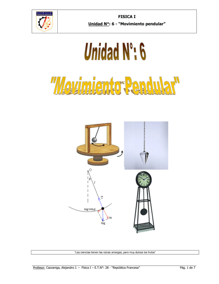 FISICA I Unidad N°: 6 - “Movimiento pendular”