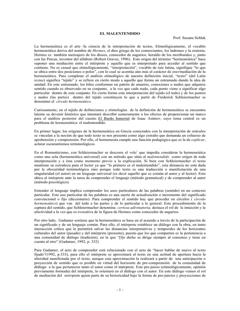 el malentendido - Facultad de Humanidades-UNNE