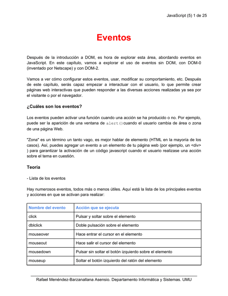 Teoría javaScript ampliada, eventos