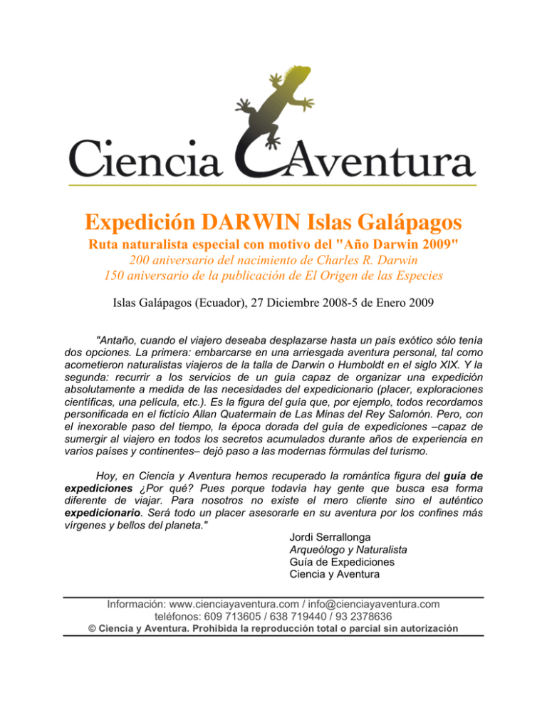 Expedición DARWIN Islas Galápagos