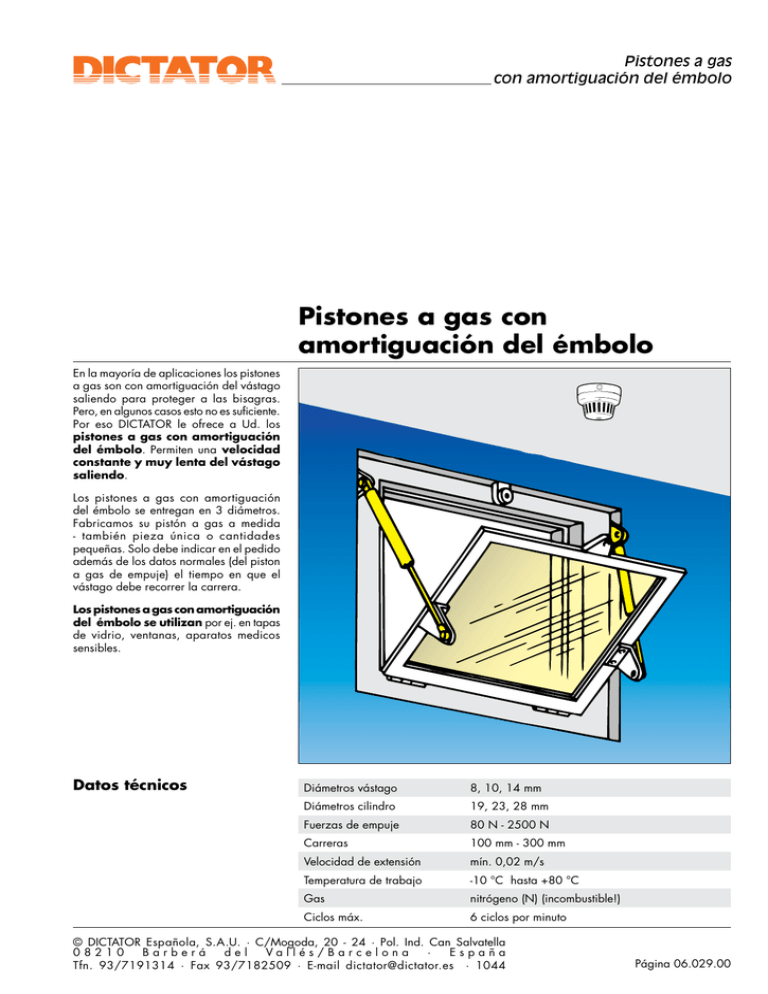 Pistones a gas con amortiguación del émbolo