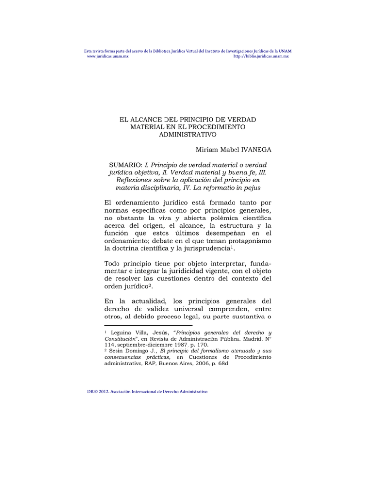 EL ALCANCE DEL PRINCIPIO DE VERDAD MATERIAL EN