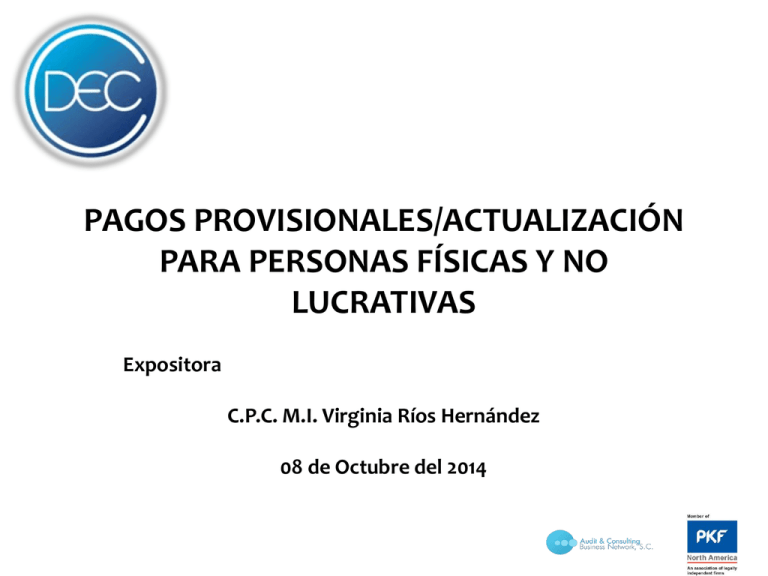Pagos Provisionales Actualización Para Personas Físicas Y No