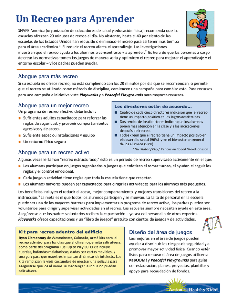 Un Recreo para Aprender - Action for Healthy Kids