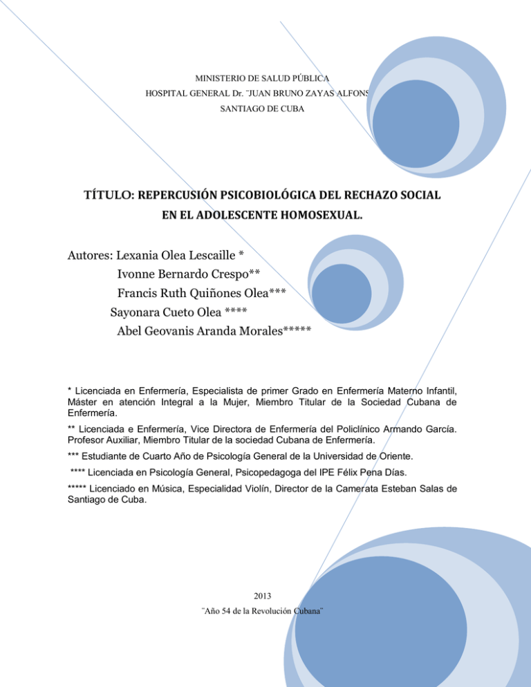 Repercusión psicológica del rechazo social en el