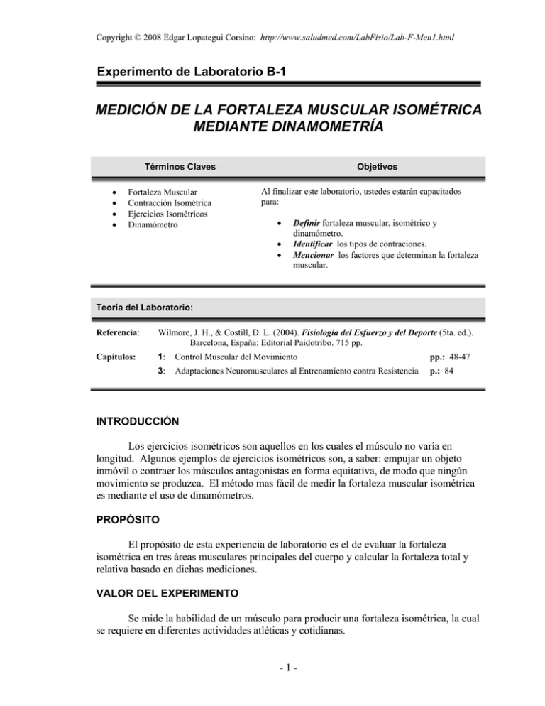 Medición de la Fortaleza Muscular Isométrica mediante