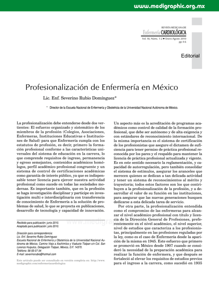 Profesionalización de Enfermería en México