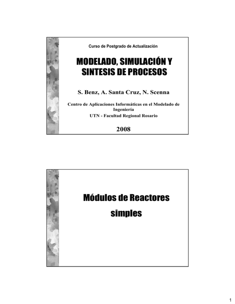 MODELADO, SIMULACIÓN Y SINTESIS DE PROCESOS