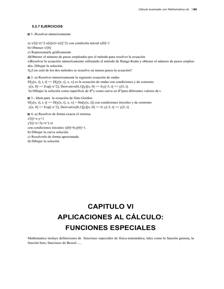 CAPITULO Vl APLICACIONES AL CÁLCULO: FUNCIONES