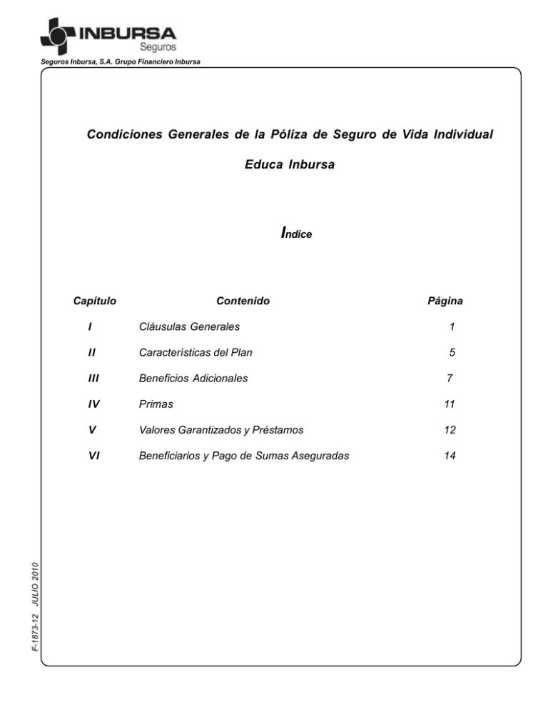 Condiciones Generales de la Póliza de Seguro de Vida