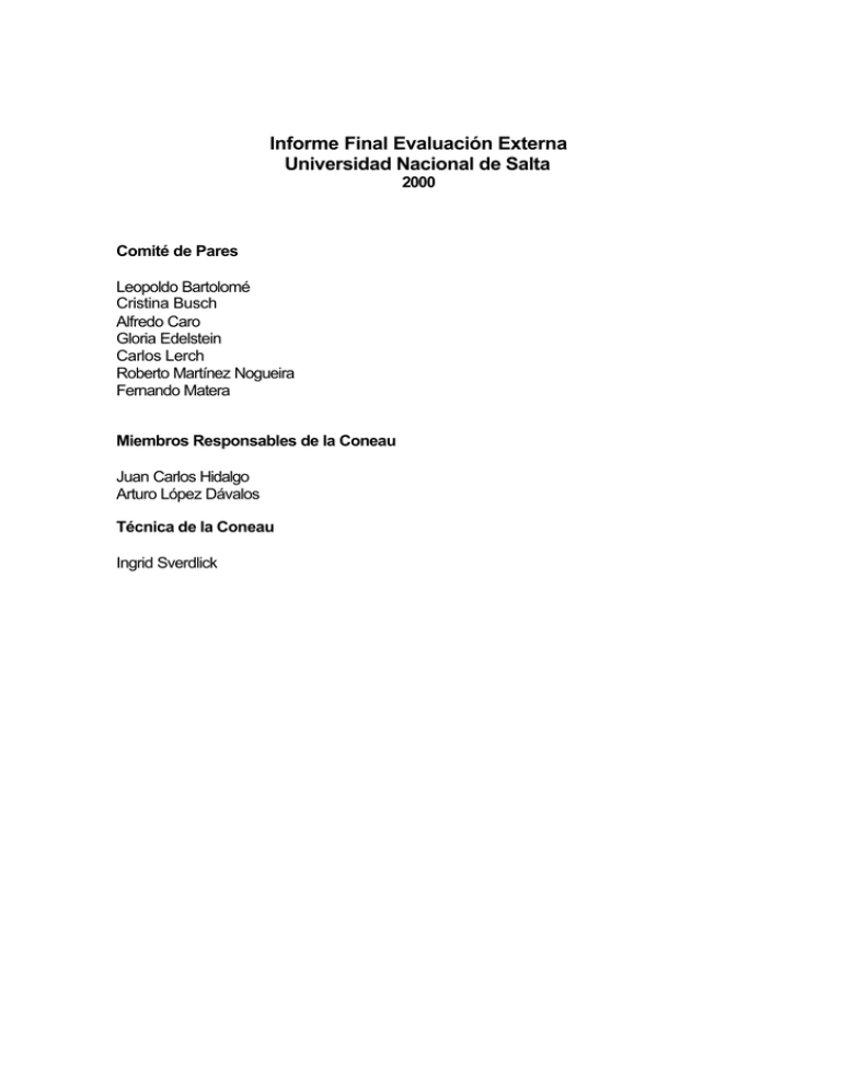 Informe Final Evaluación Externa Universidad Nacional