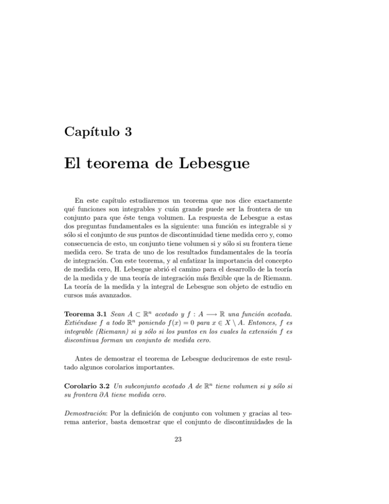 3. El teorema de Lebesgue