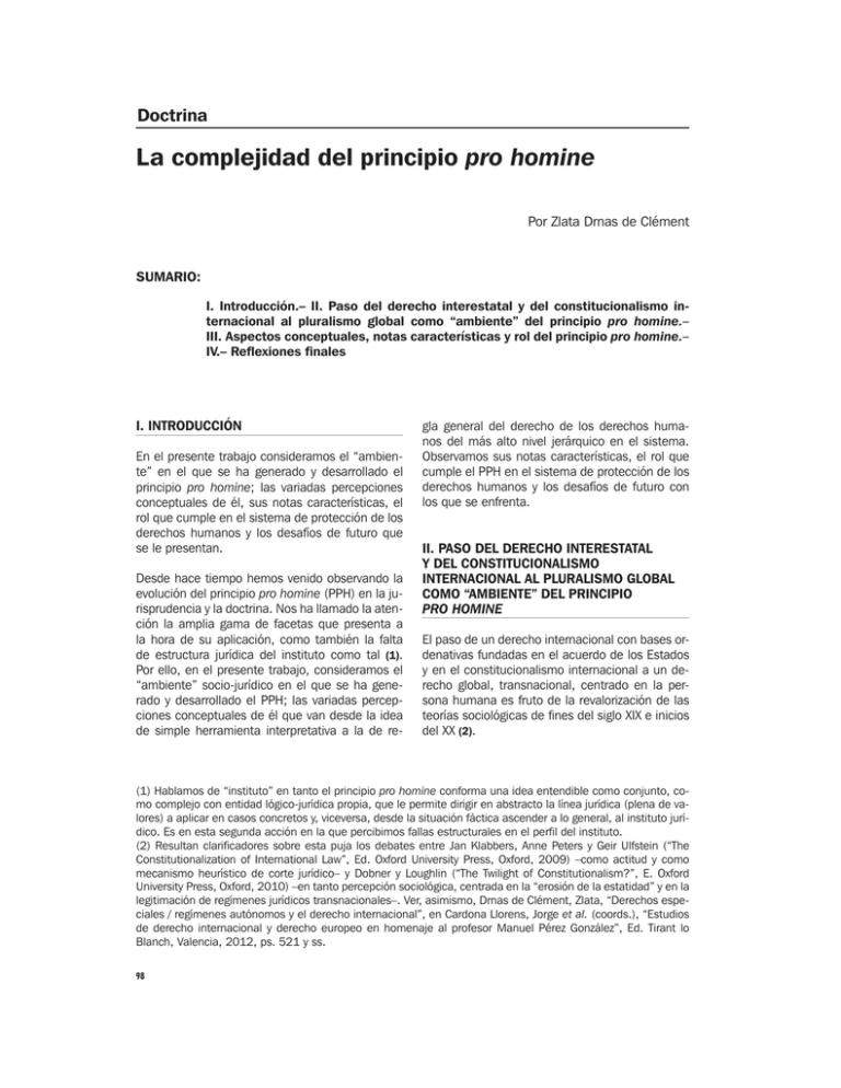 La complejidad del principio pro homine