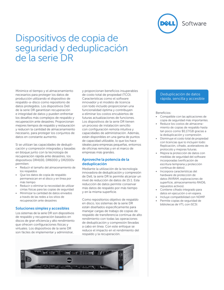 Dispositivos de copia de seguridad y deduplicación