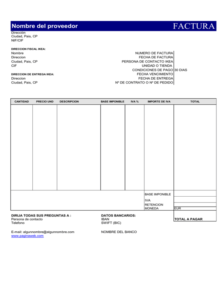 Example invoice EUR c