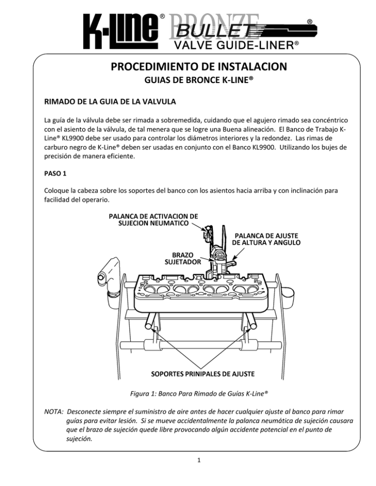 procedimiento de instalacion guias de bronce k-line